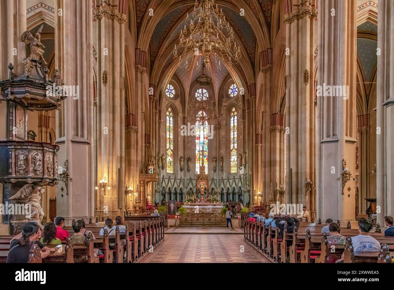 Nave and Altar in Cathedral of the Assumption, Zagreb, Croatia Stock ...