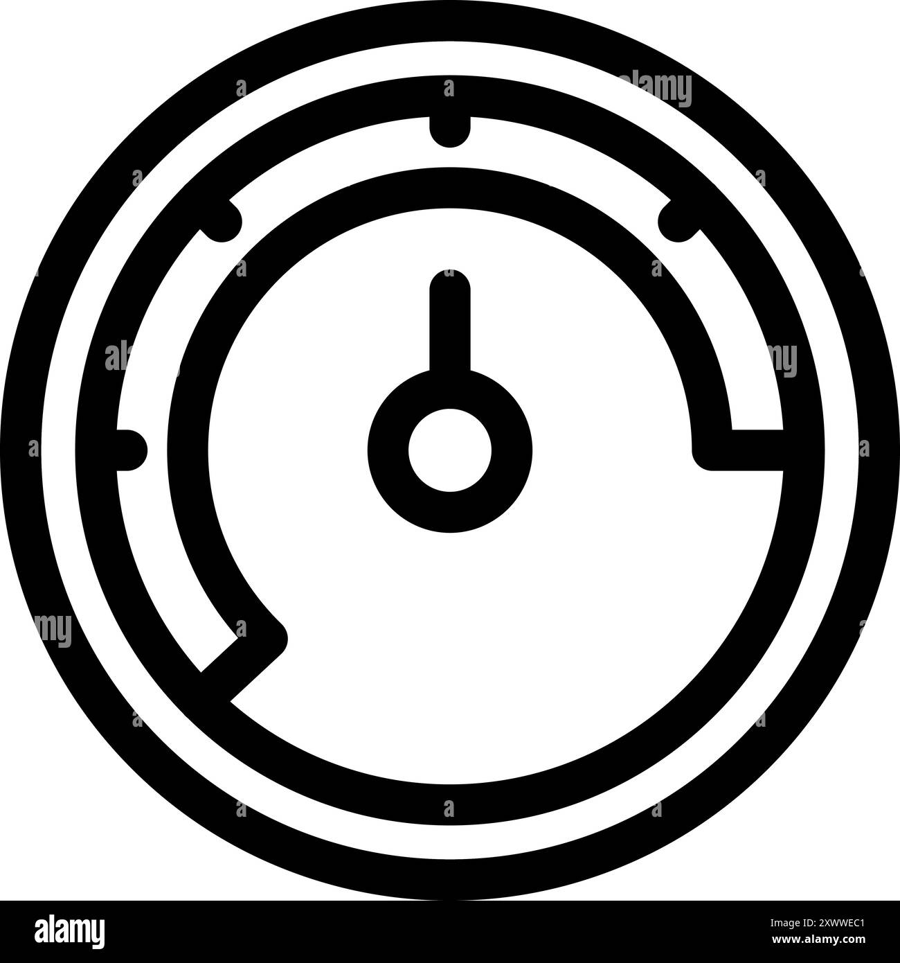 Minimalist line art icon of a speedometer indicating high speed ...