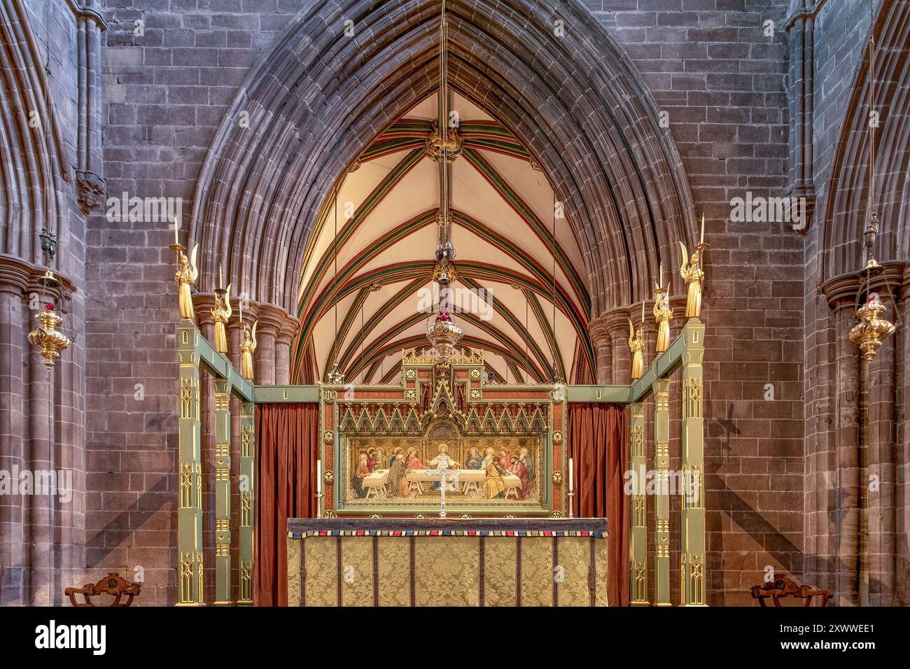 The High Altar in the Cathedral, Chester, Cheshire, England Stock Photo ...