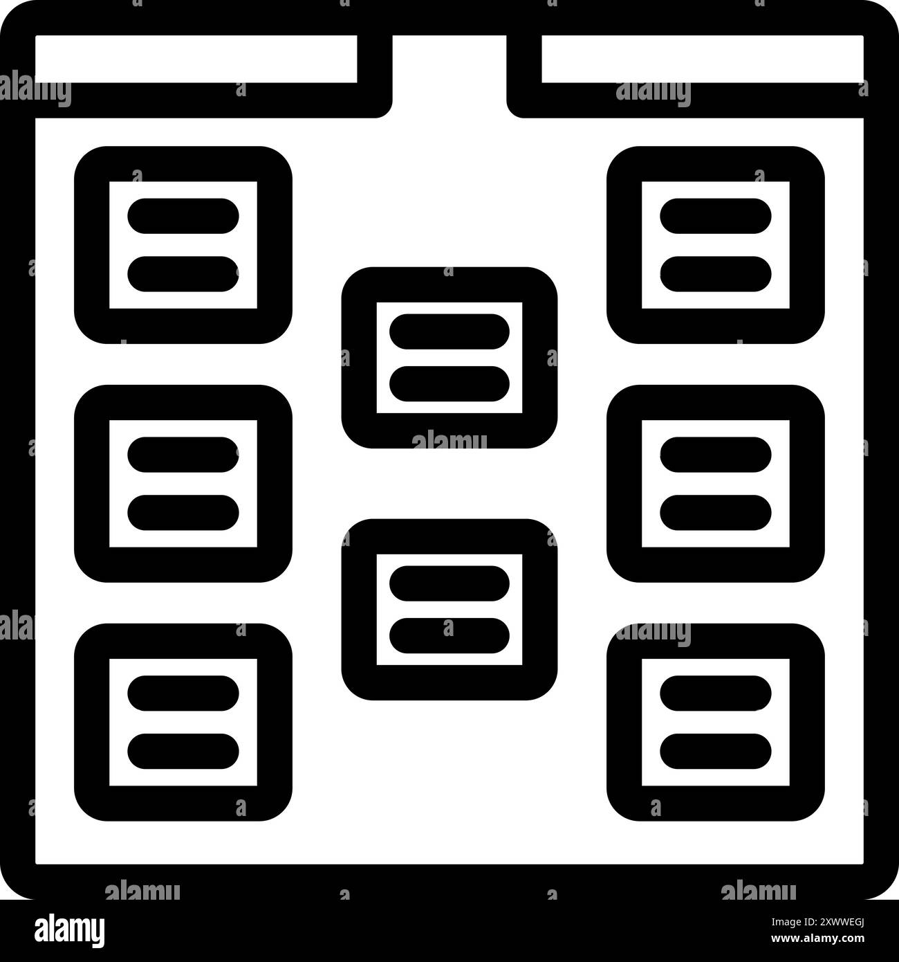 Linear icon of a building facade with multiple windows, symbolizing ...