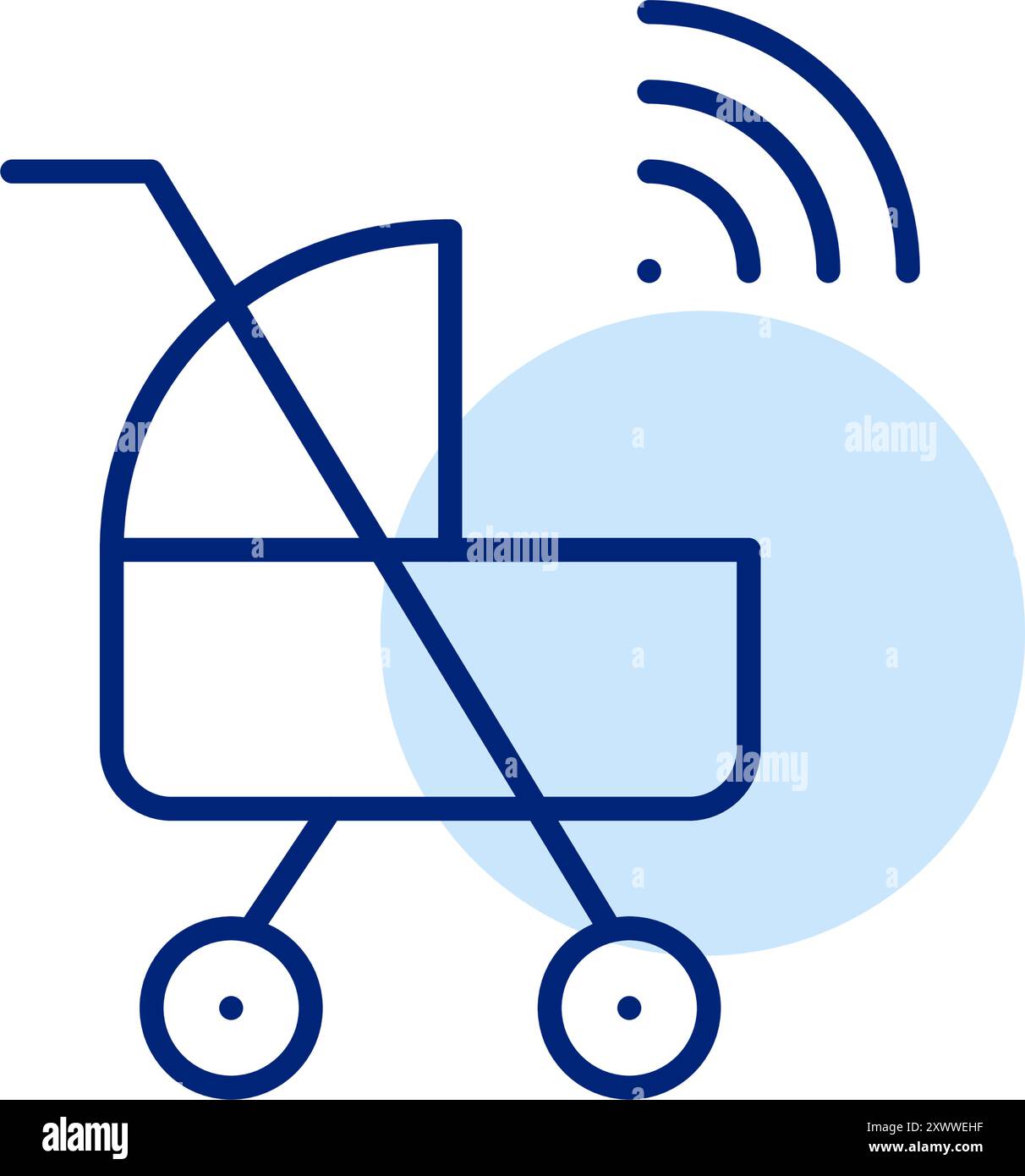 Stroller and wifi symbol. Smart children transportation device, kids ...