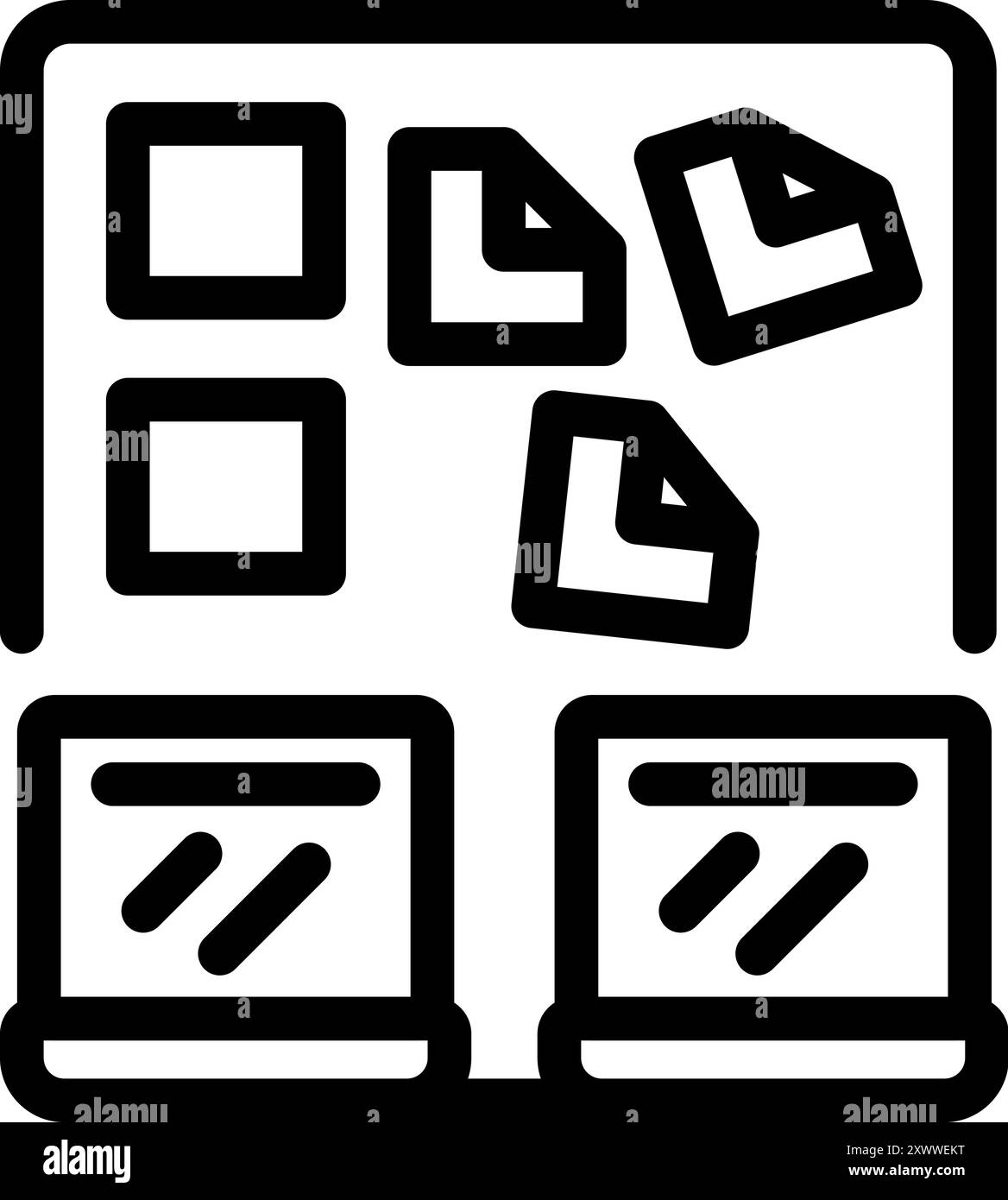 This Vector Illustration Depicts An Organized Workspace With Files And Folders Symbolizing