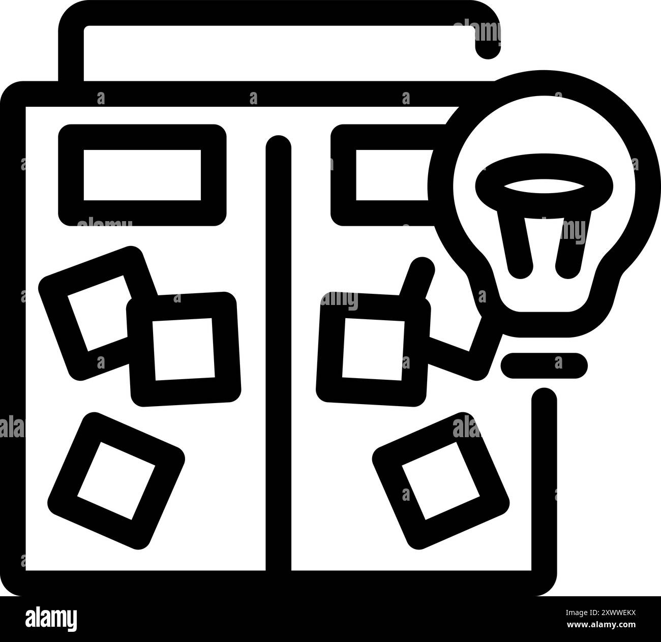 Project manager is organizing tasks on a kanban board, using sticky ...