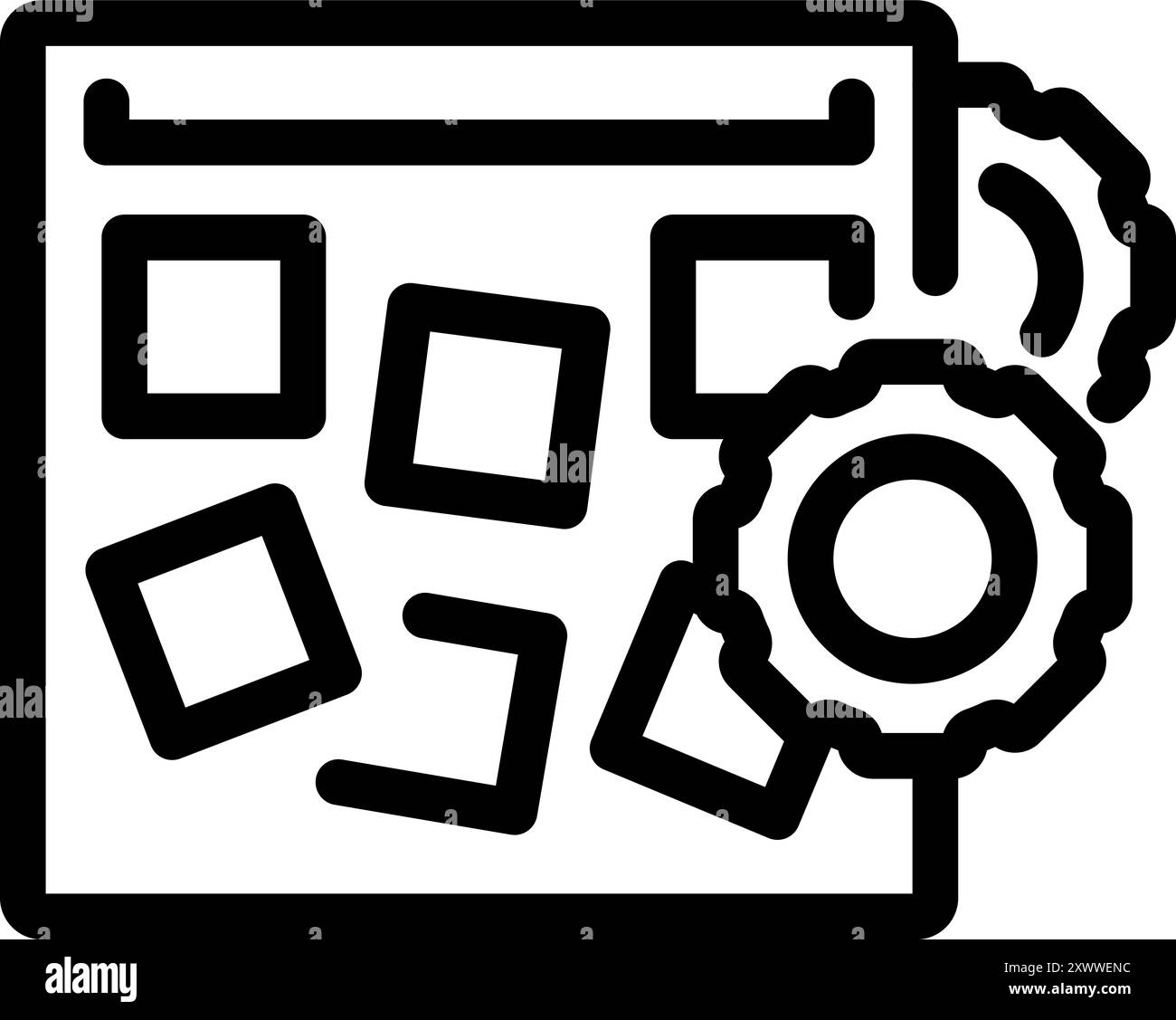 Website optimization process with a web page and turning gears ...