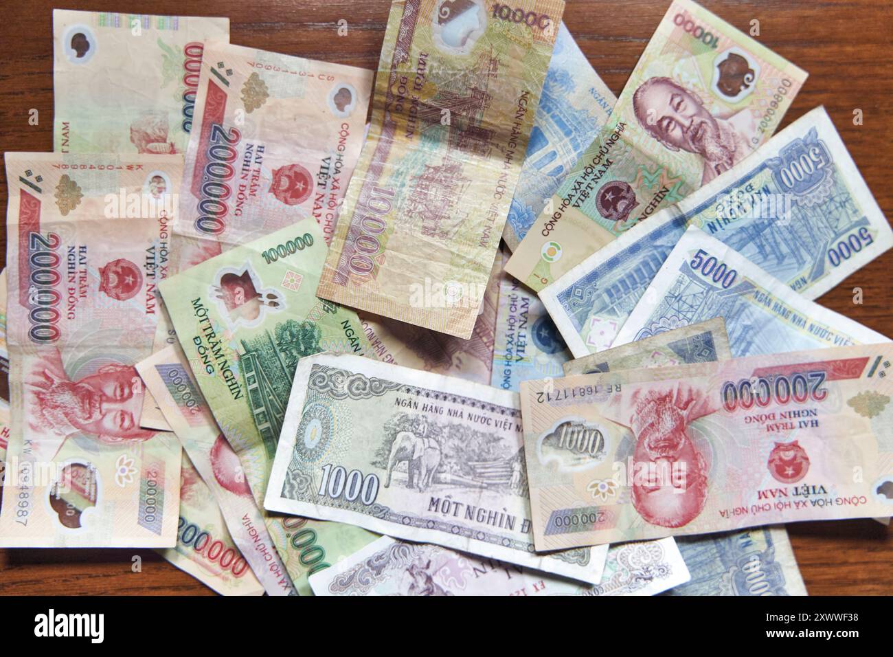 Vietnamese dong banknotes close-up. Money background. Vietnamese ...