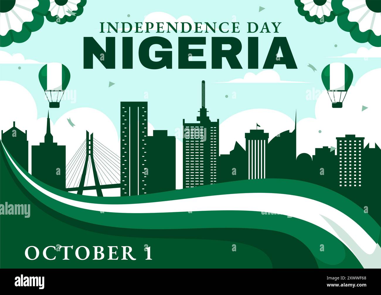 Happy Nigeria Independence Day Vector Illustration on 1 October with ...