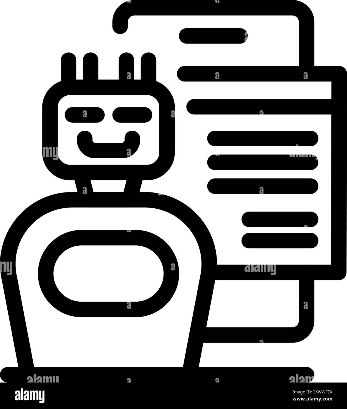 Happy robot is processing data with a smile, showcasing the positive ...