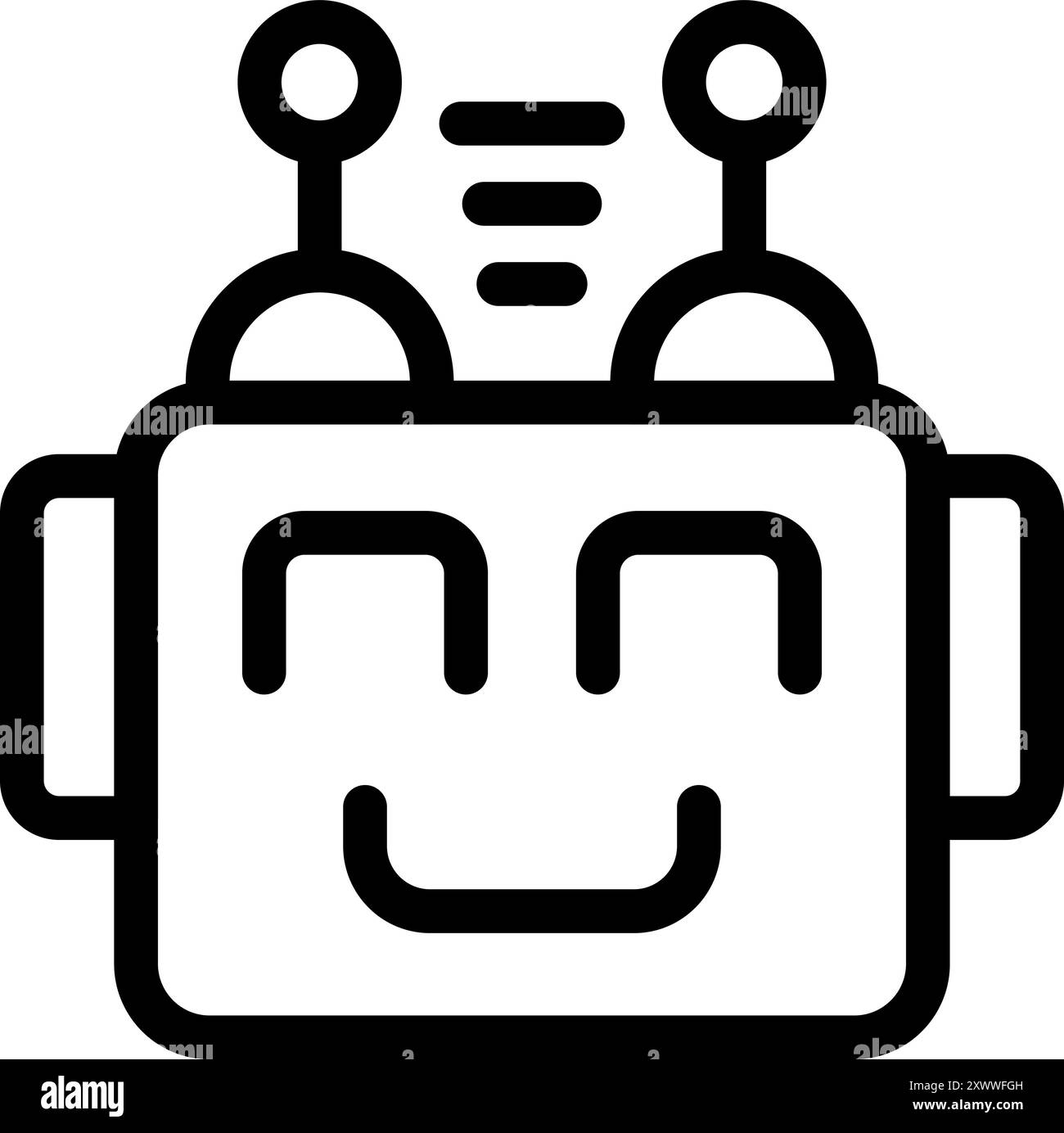 Robot face showing positive emotions with antennae receiving signals ...