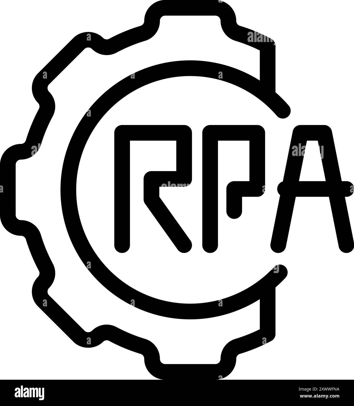 Gear encompassing the acronym rpa, symbolizing the automation of tasks ...