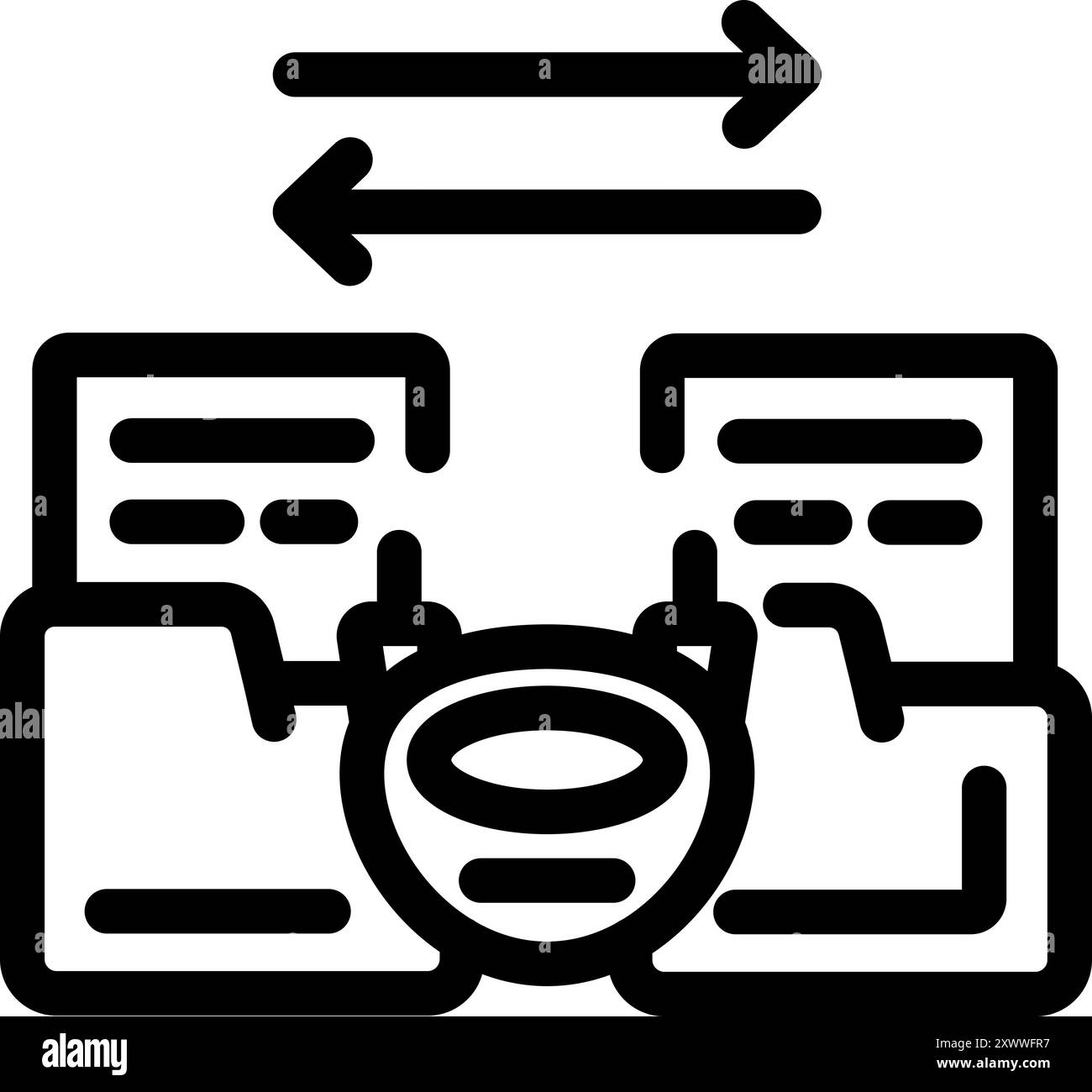 Icon depicting data synchronization between two databases using a ...