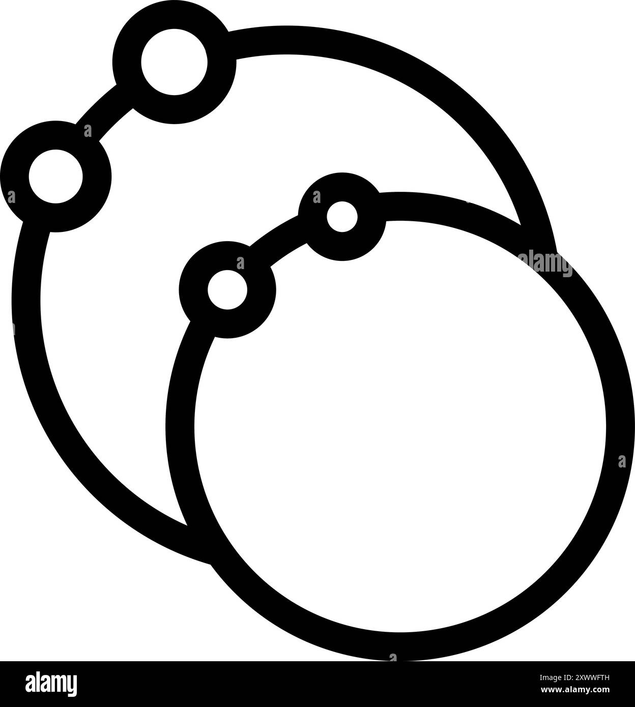 Simple abstract shape connecting circles with dots symbolizing network ...