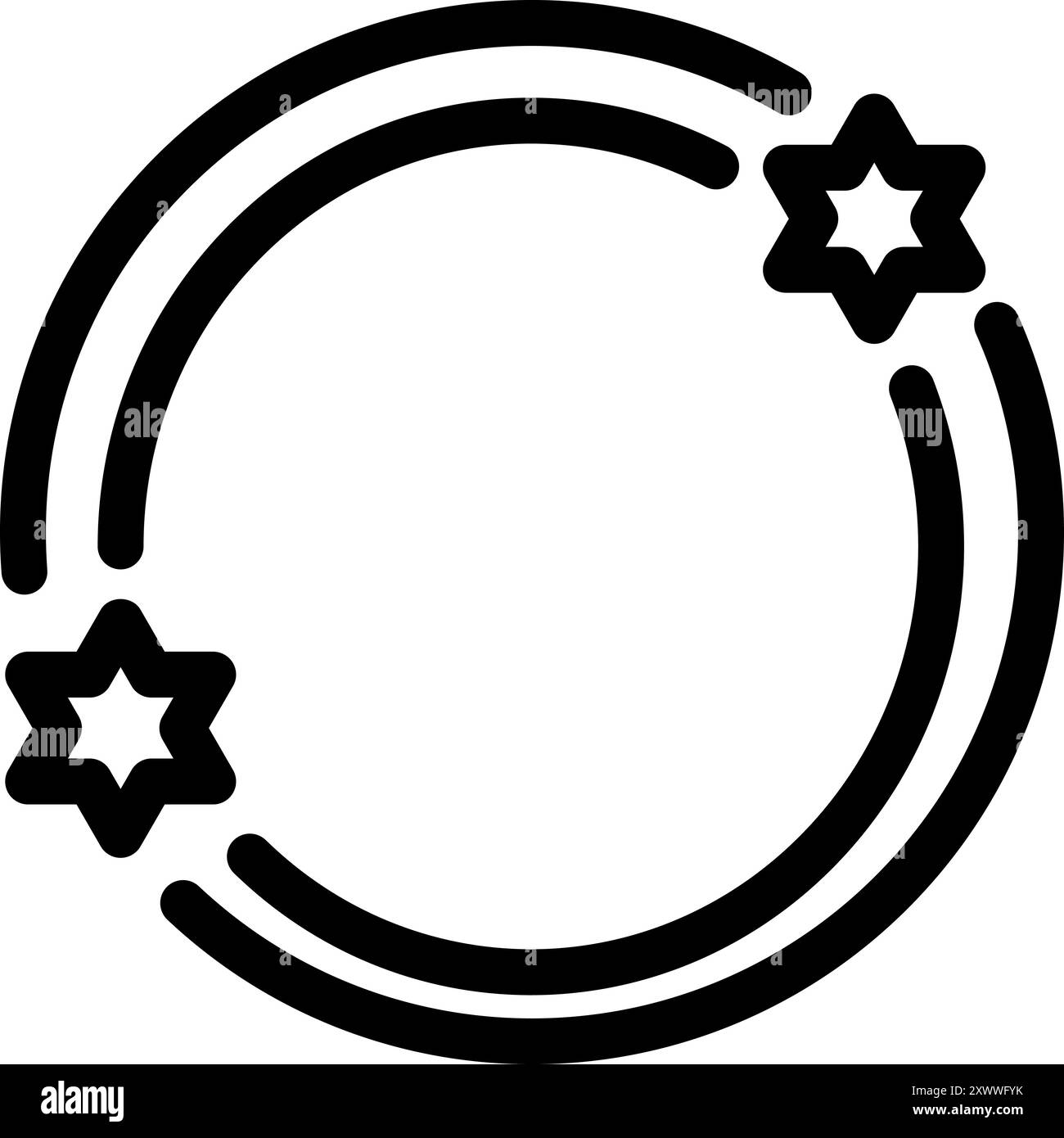 Two star of david are connected by a double curved line, forming a ...