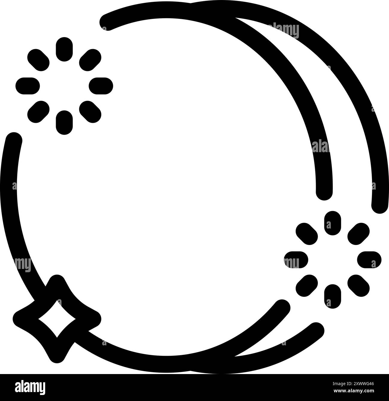 Fireworks rocket flying trajectory line icon vector. Outline fireworks ...