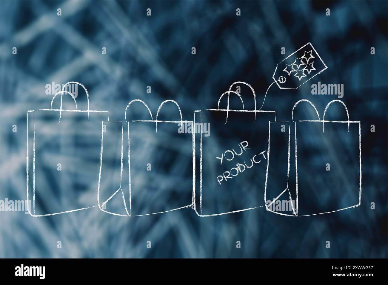 your product vs other competitors, group of shopping bags and one with ...