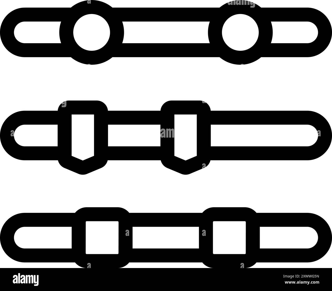 Set of three different loading bars with different shapes representing ...