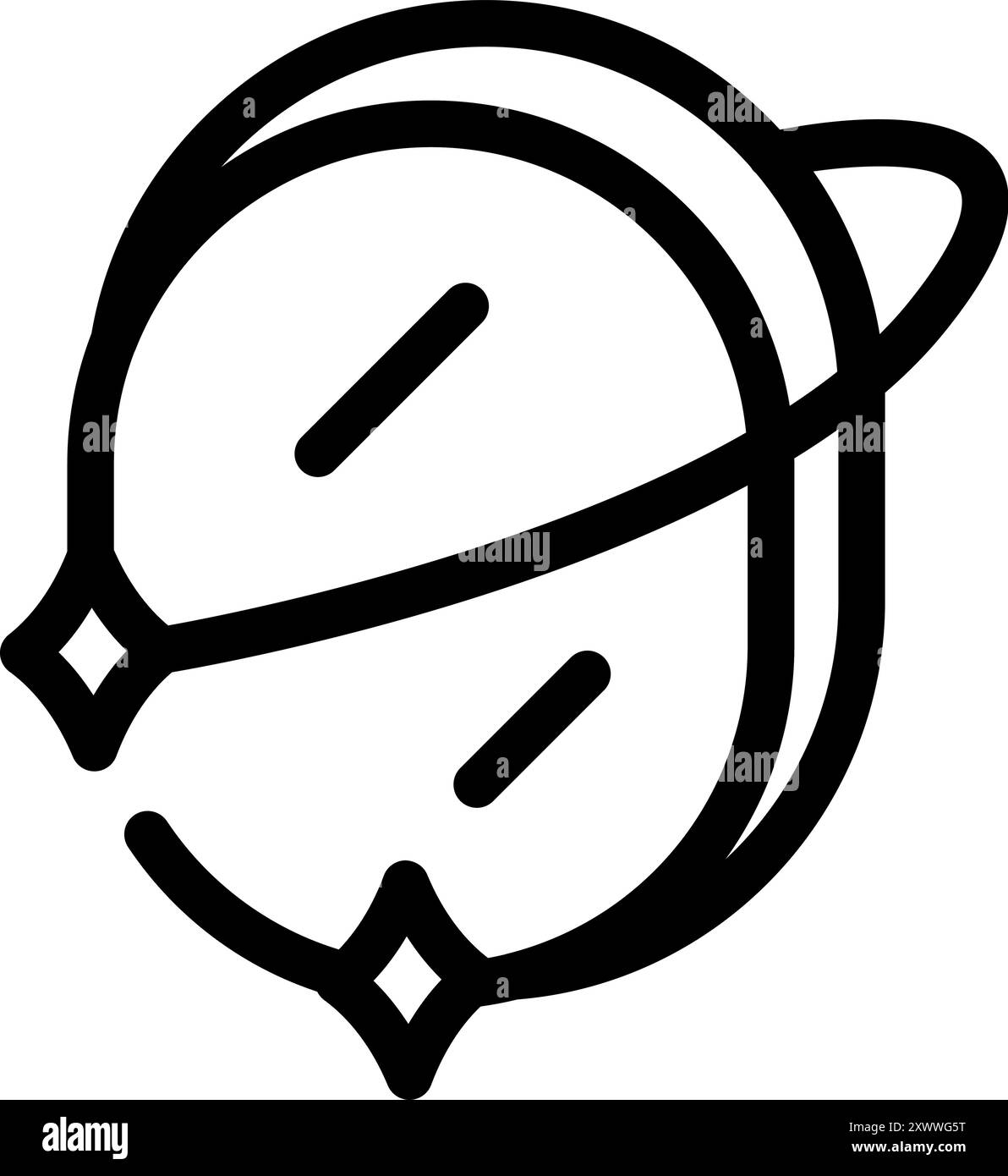 Simple, bold line icon of a planet with a shining trail orbiting a star ...