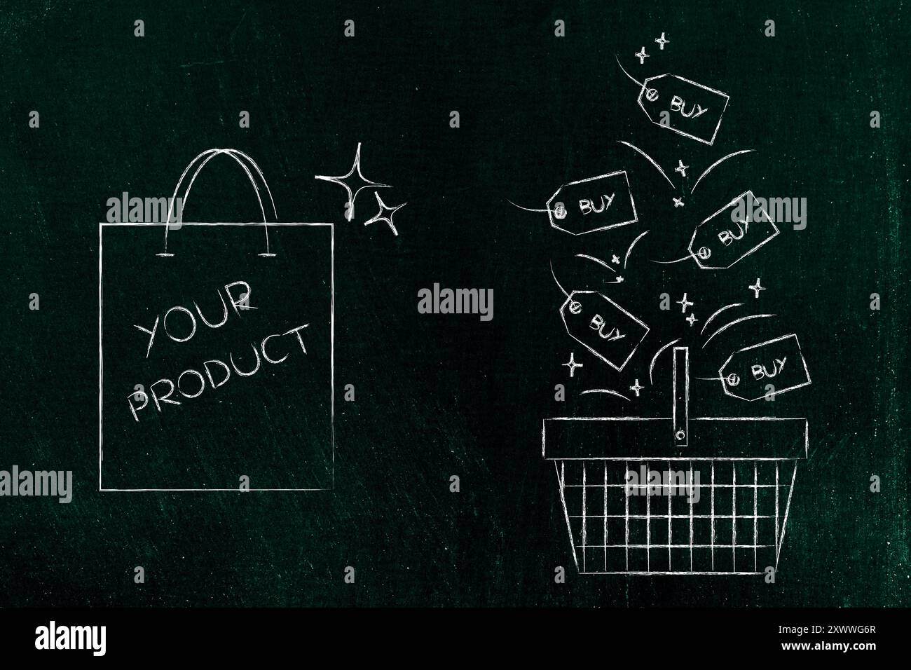 your product vs other competitors, shopping bag next to basket with ...