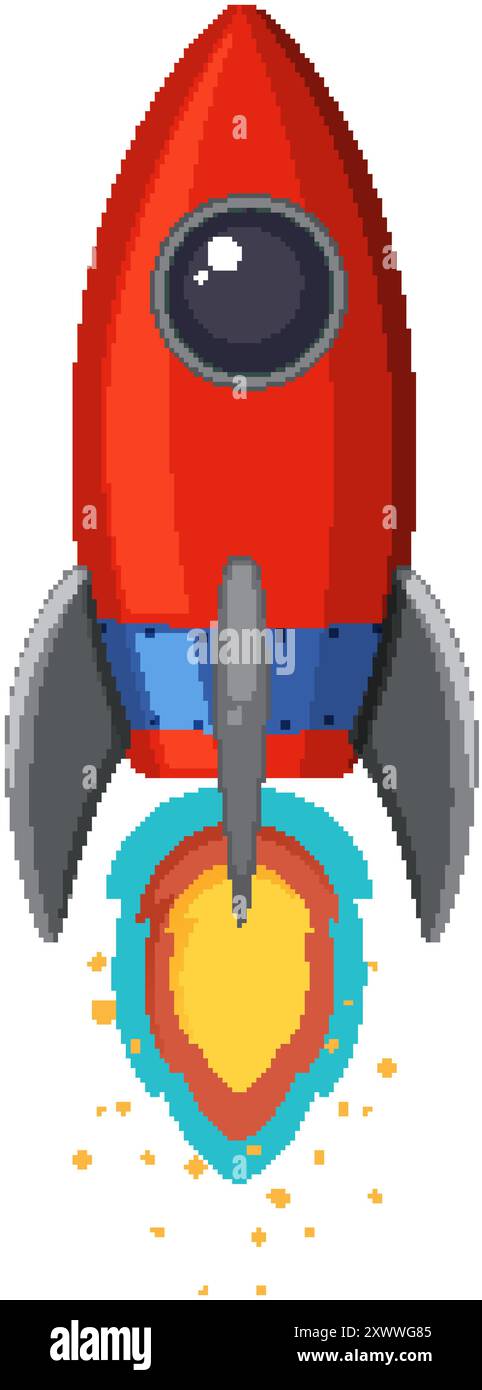 Red rocket launching with colorful flames Stock Vector Image & Art - Alamy