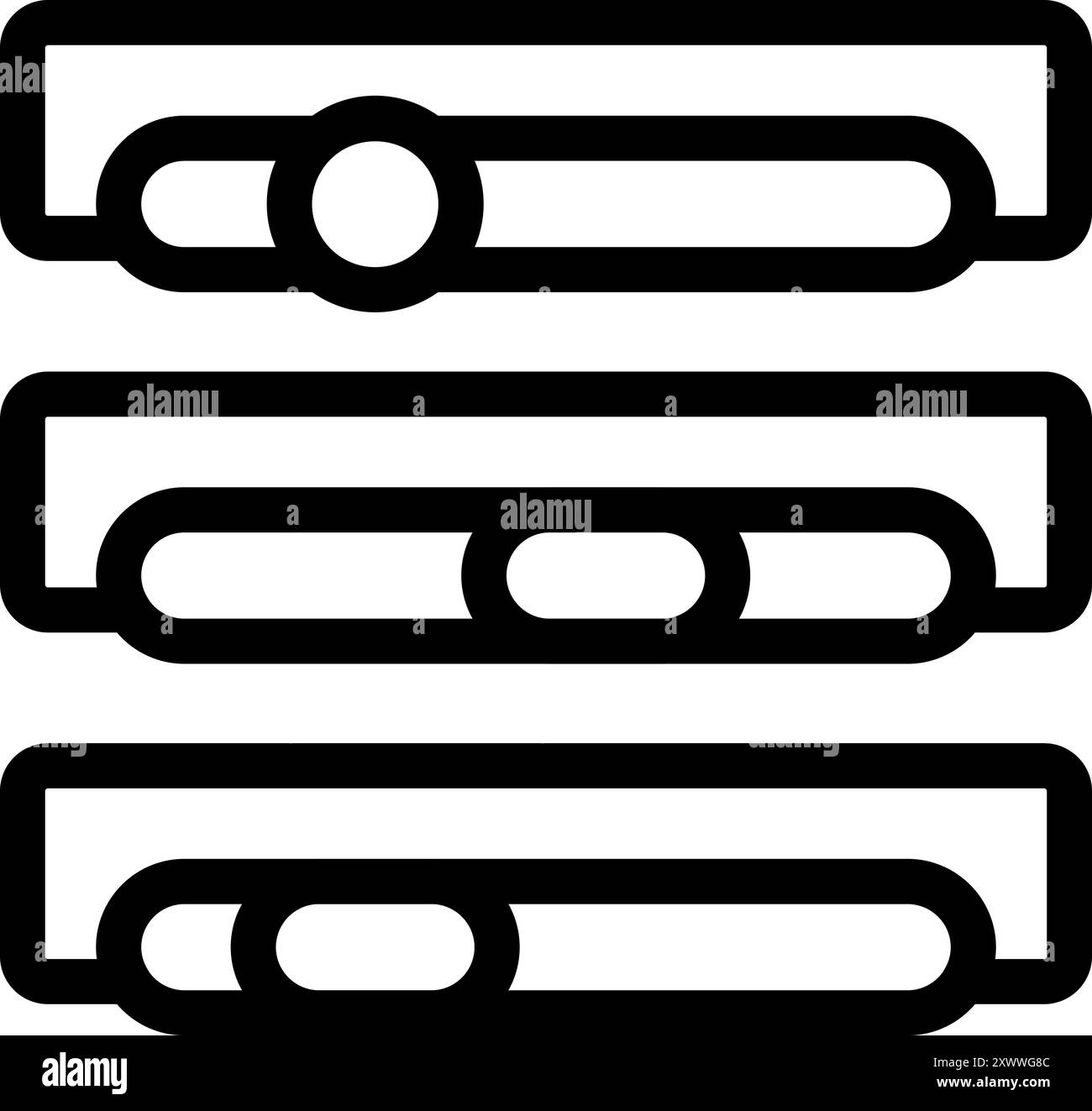 This vector icon set presents different positions of adjustable sliders ...