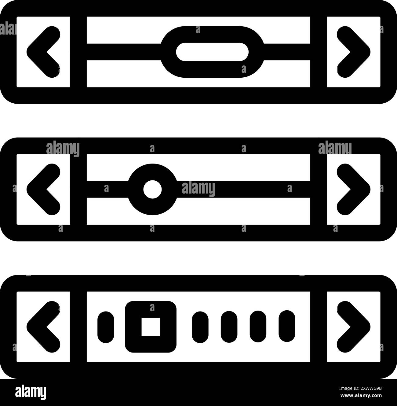 Set of slider buttons, scrolling bar showing progress, adjusting options vector icon set Stock ...