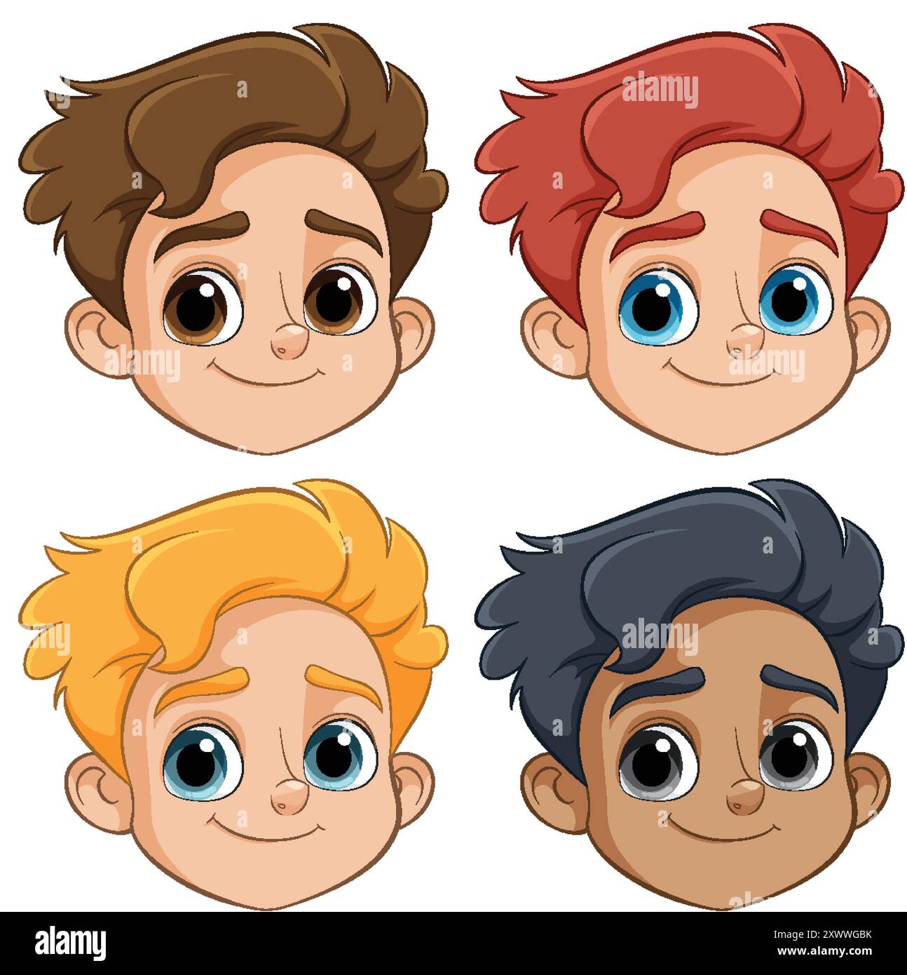 Four cartoon faces with different hair colors Stock Vector Image & Art ...