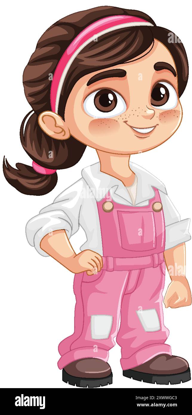 Girl wearing pink white overalls hi-res stock photography and images ...