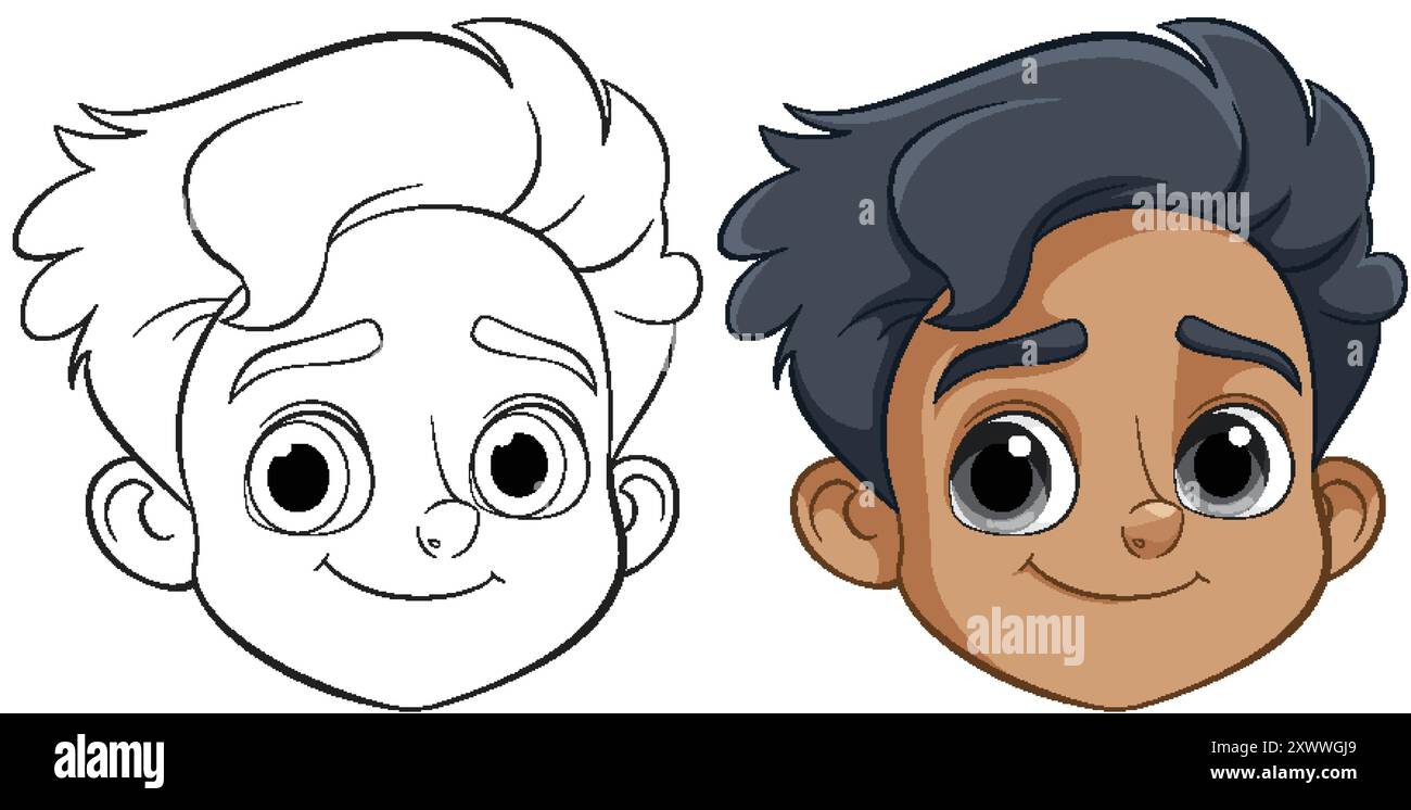 Smiling character with and without color Stock Vector Image & Art - Alamy