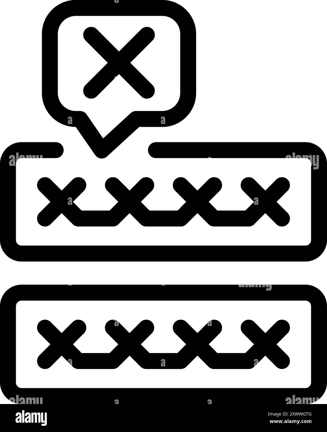 Line Art Icon Of Wrong Password Showing Access Denied Message With Cross Mark Stock Vector Image