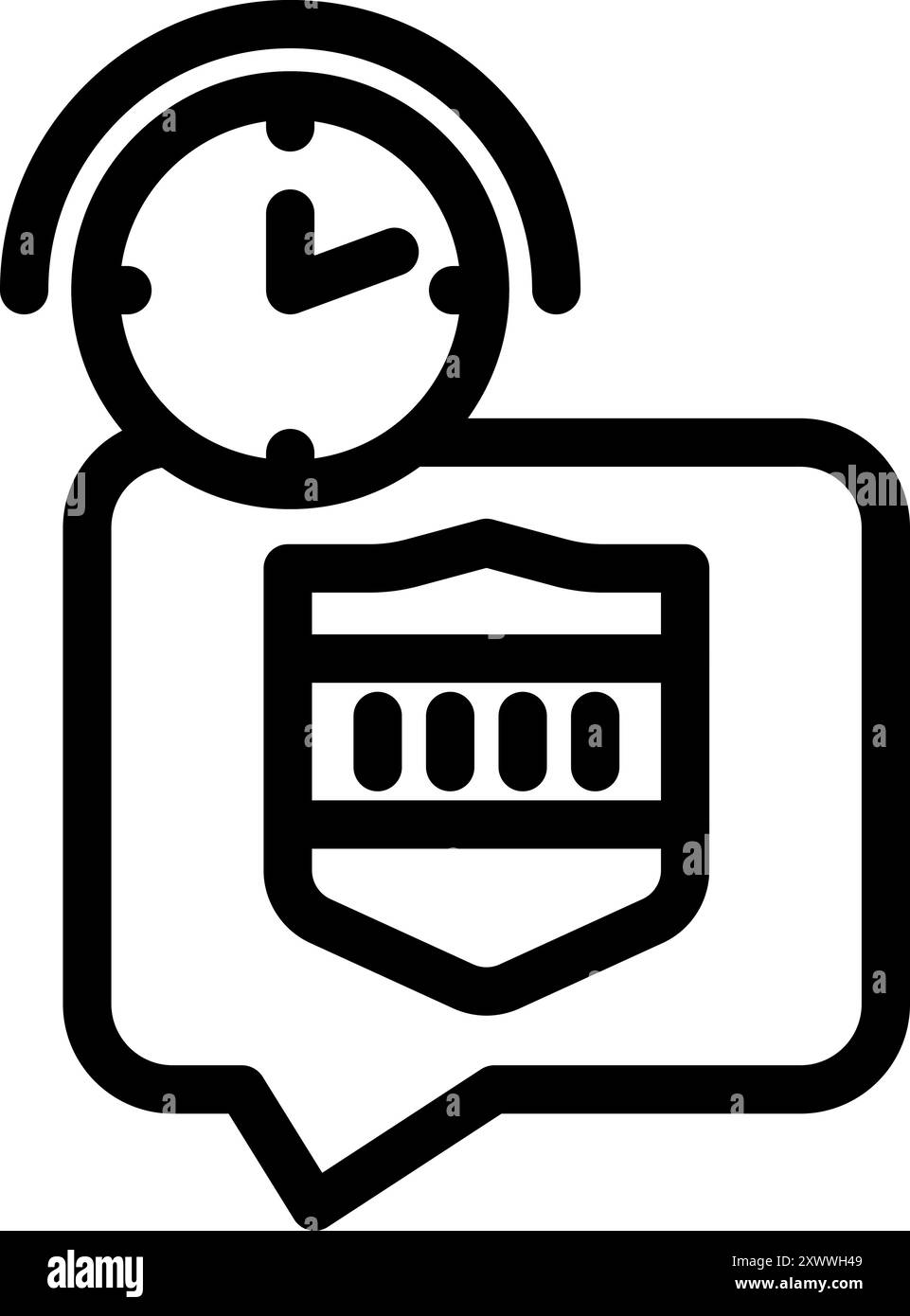 Clock ticking showing time limit for sending message with police badge ...