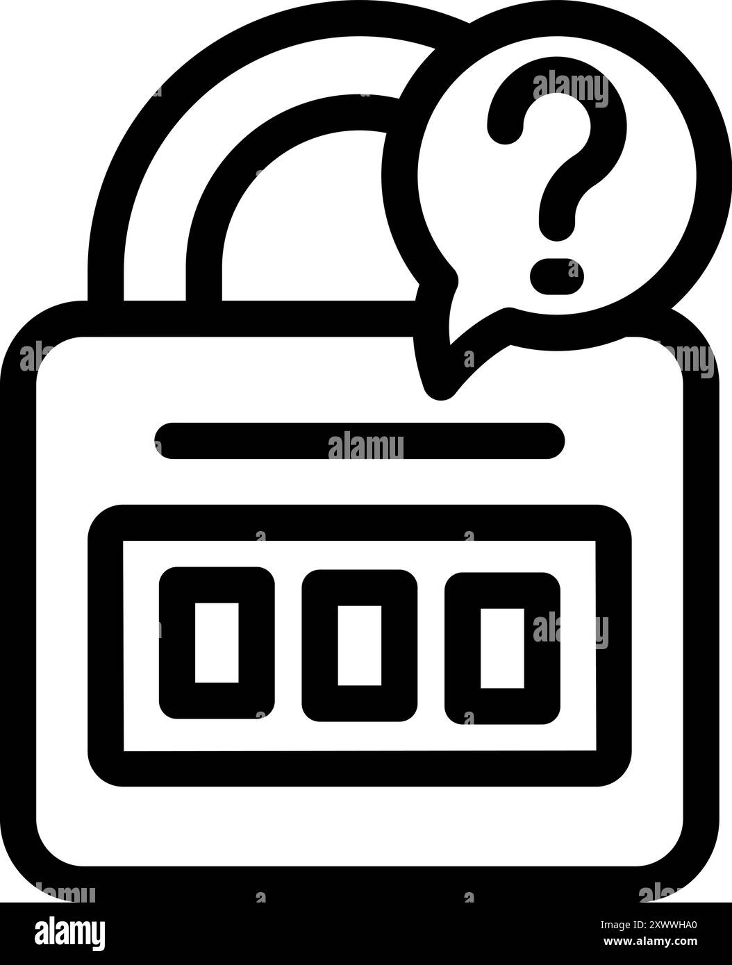 Simple combination lock with a question mark, symbolizing a security ...