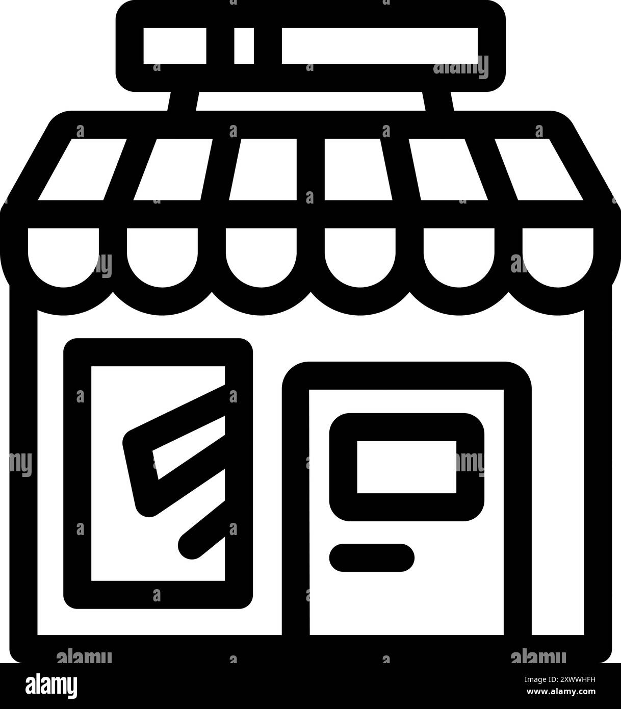 Simple line icon of a storefront building with large windows perfect ...