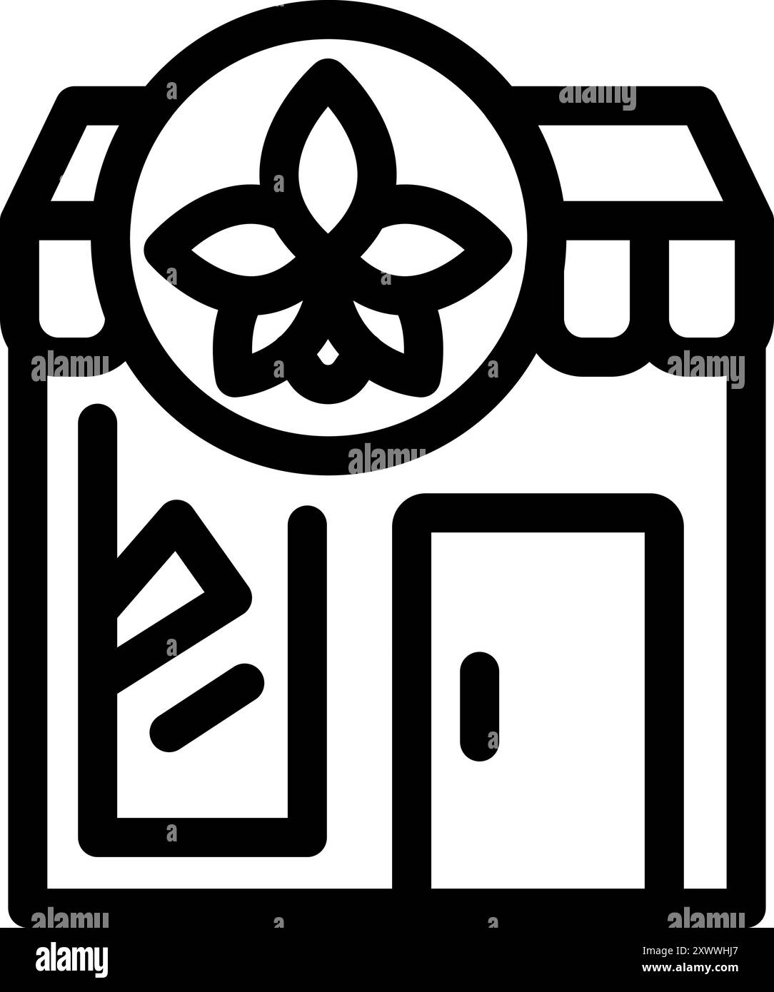 Simple minimalist storefront illustration representing a flower shop ...