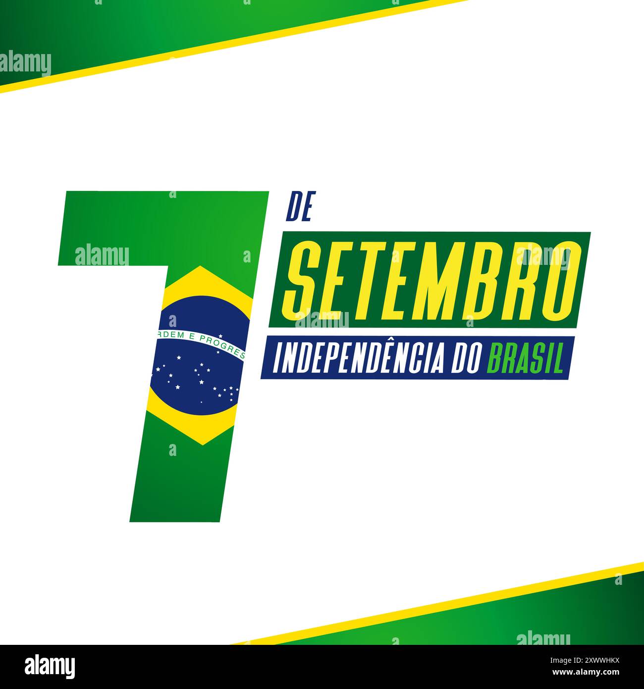7 de Setembro, Independencia do Brasil lettering banner. Translation ...