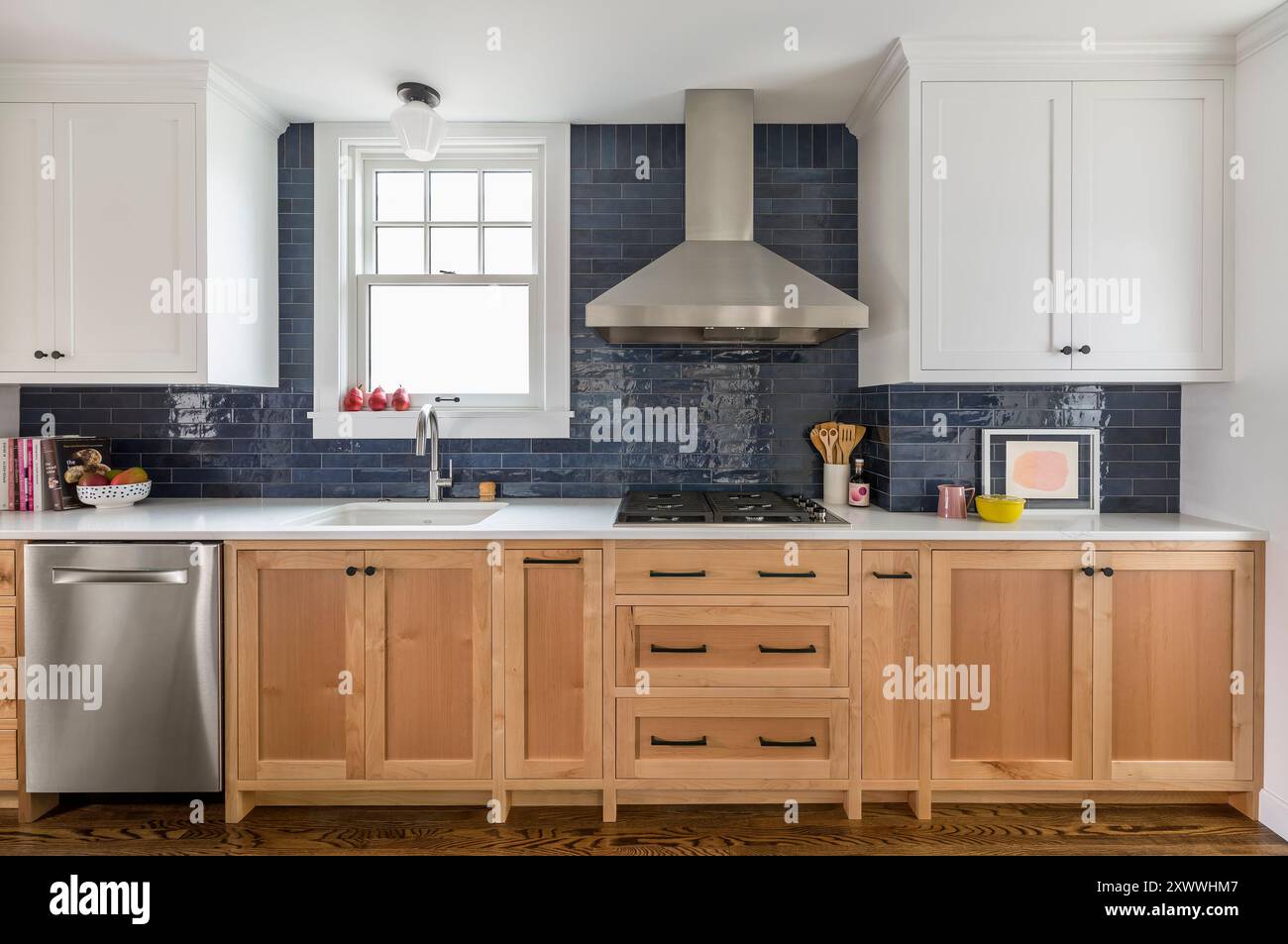 Full kitchen wall showing stovetop and dishwasher and sink hi-res stock ...