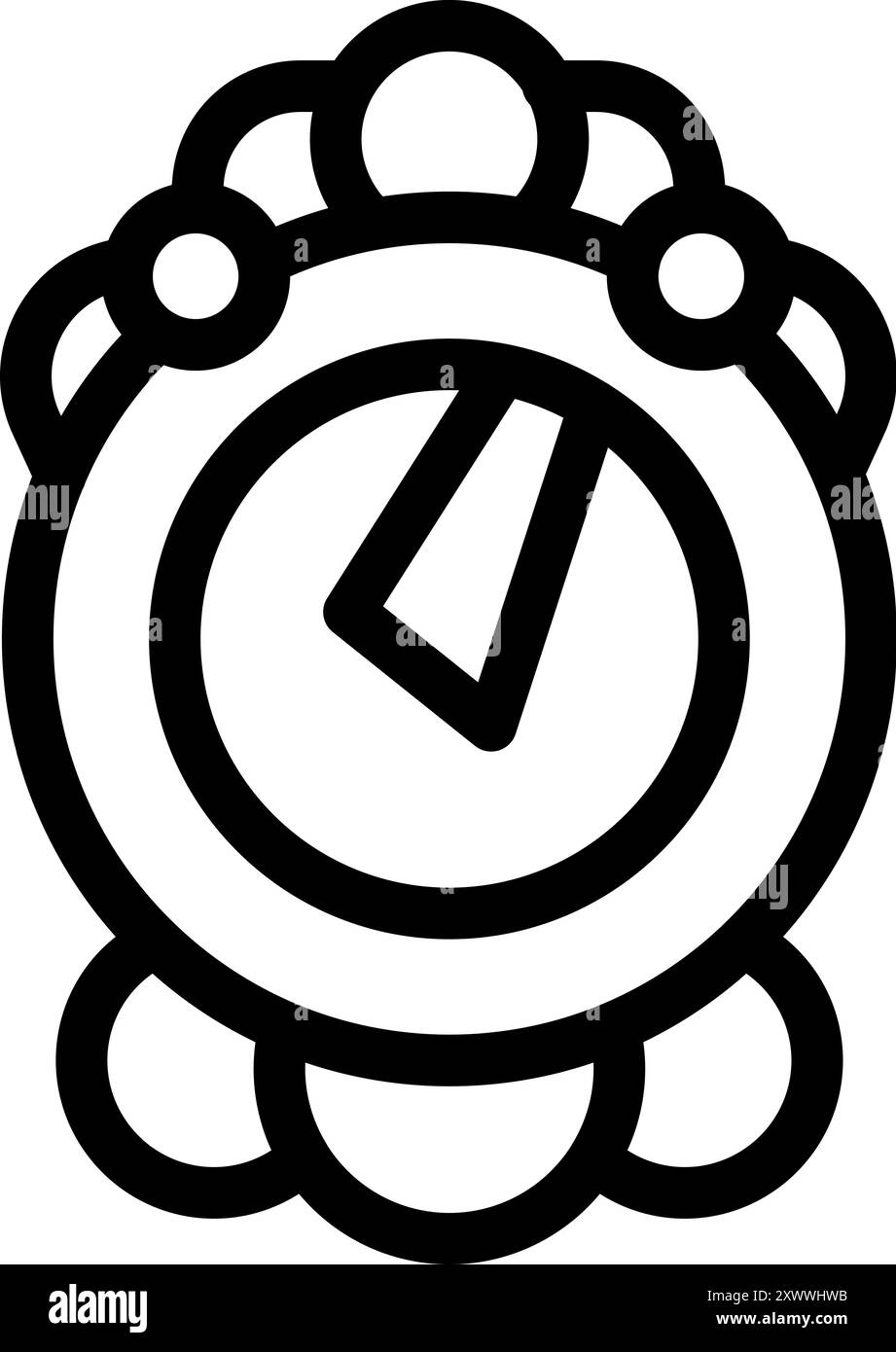 Simple line art icon of a clock face telling time with hour and minute ...