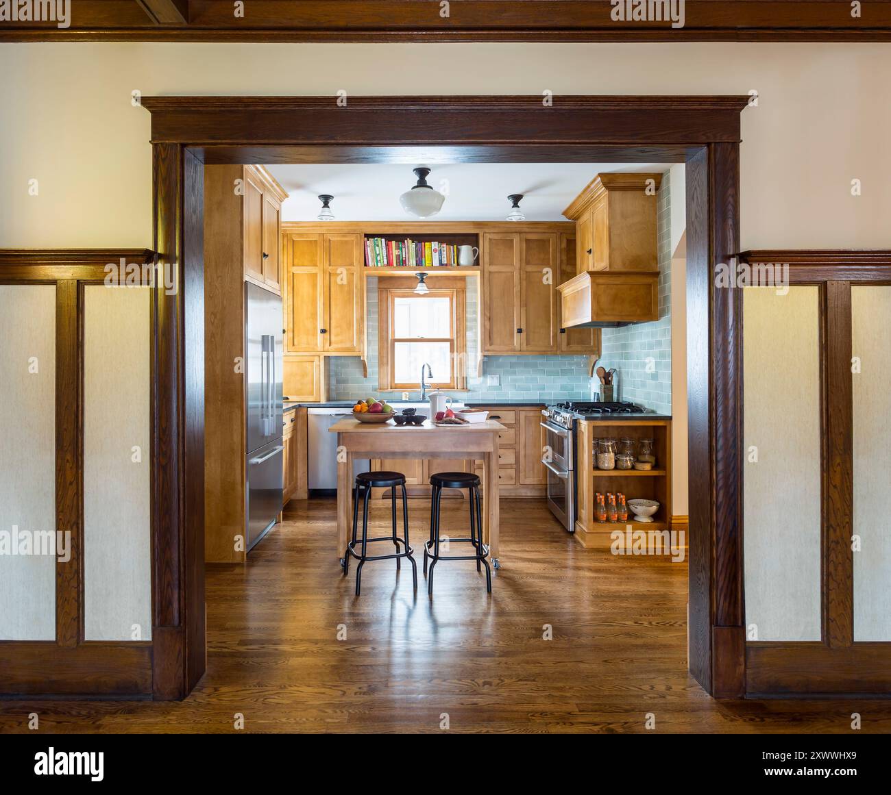 Beautiful dark woodwork and molding around entrance hi-res stock ...