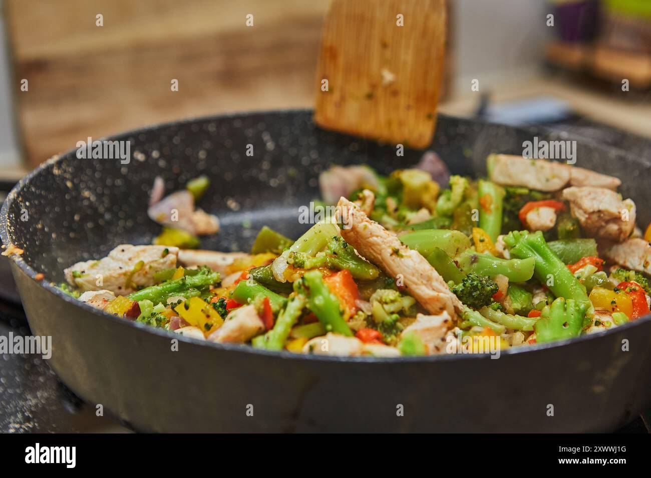 Stir Fry Vegetables Cooking on Stove Stock Photo - Alamy