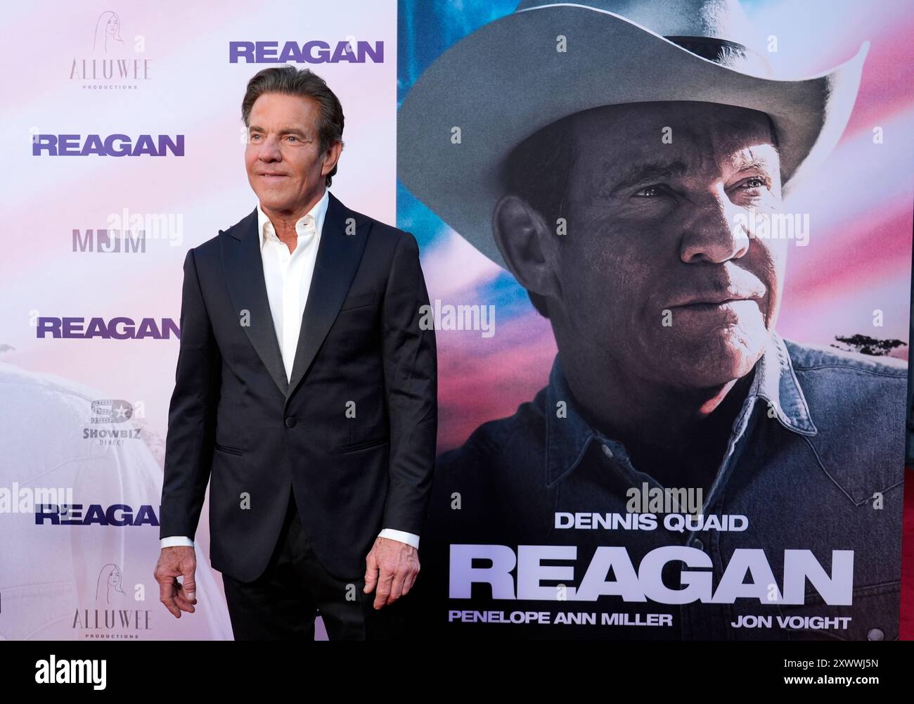 Dennis Quaid, the star of "Reagan," poses at the premiere of the film ...