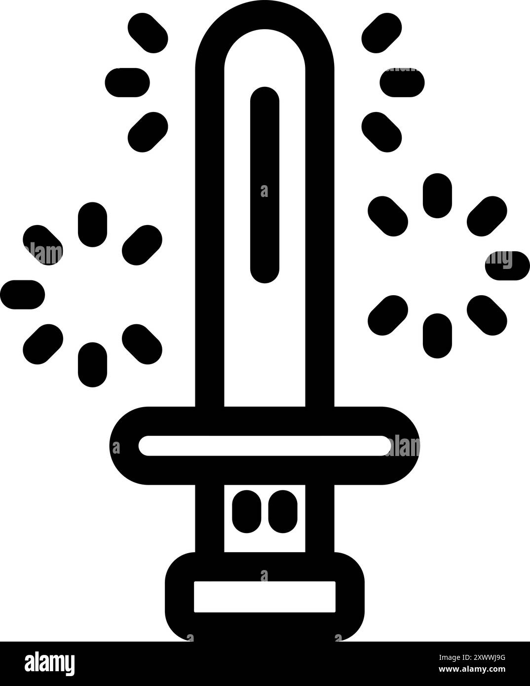 Simple, bold line icon of a magic staff surrounded by sparkles, perfect ...