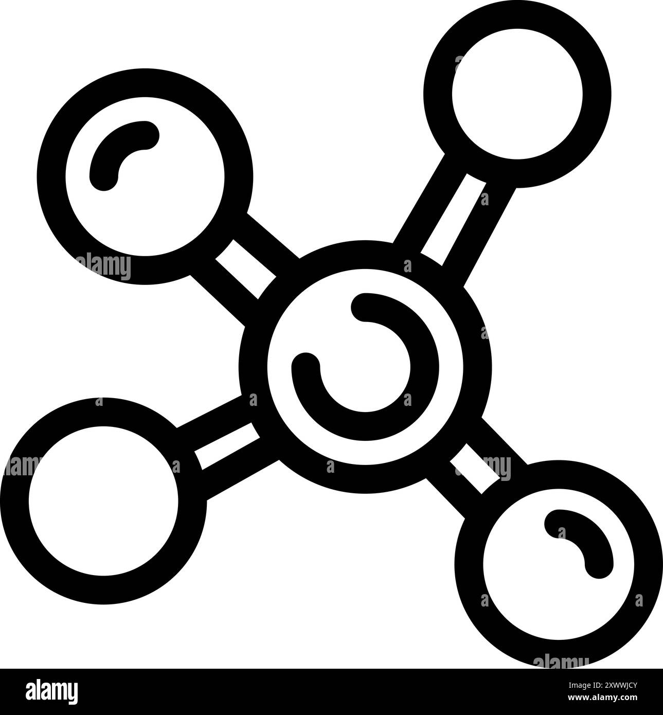 Simple vector icon of a molecular structure, depicting atoms connected ...
