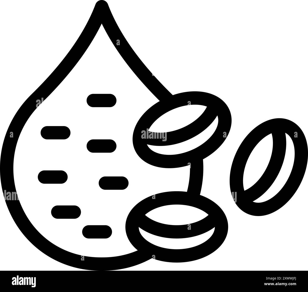 Simple yet elegant line art illustration of coffee beans falling into a ...