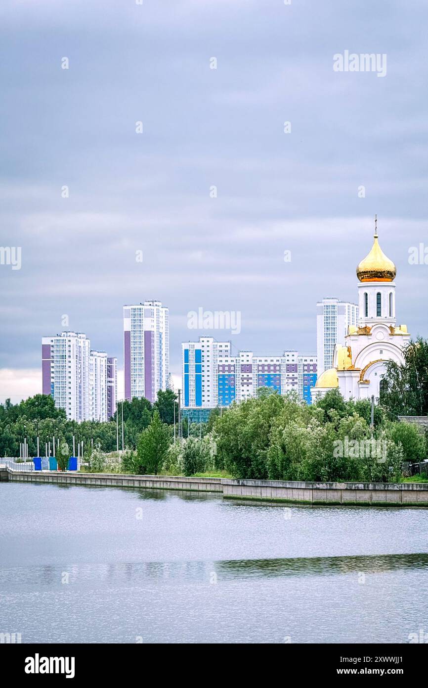 A view of the city of Surgut and the Ob River is located in the north ...