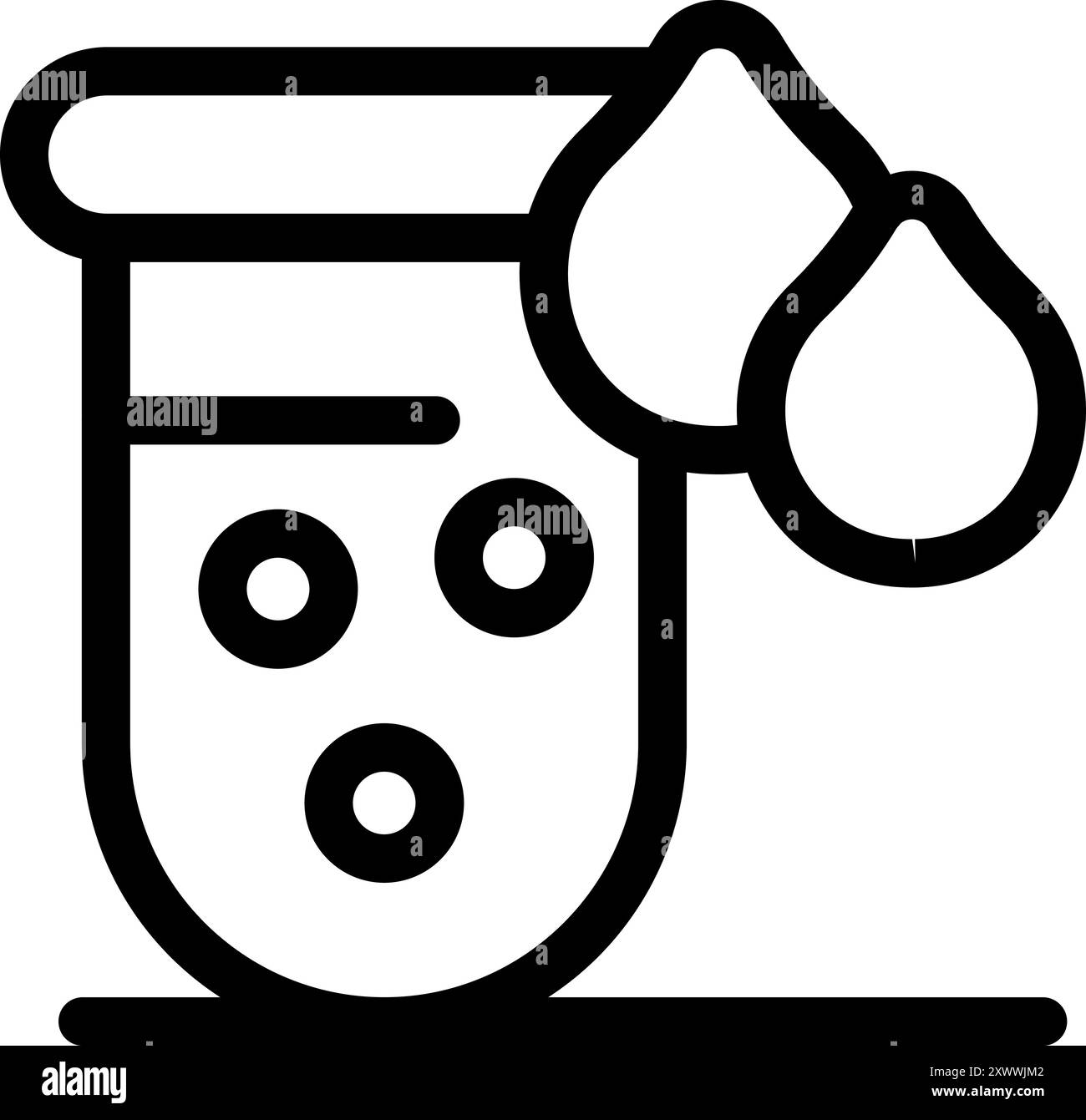 Line art icon of a test tube filled with a liquid and a dropper adding ...