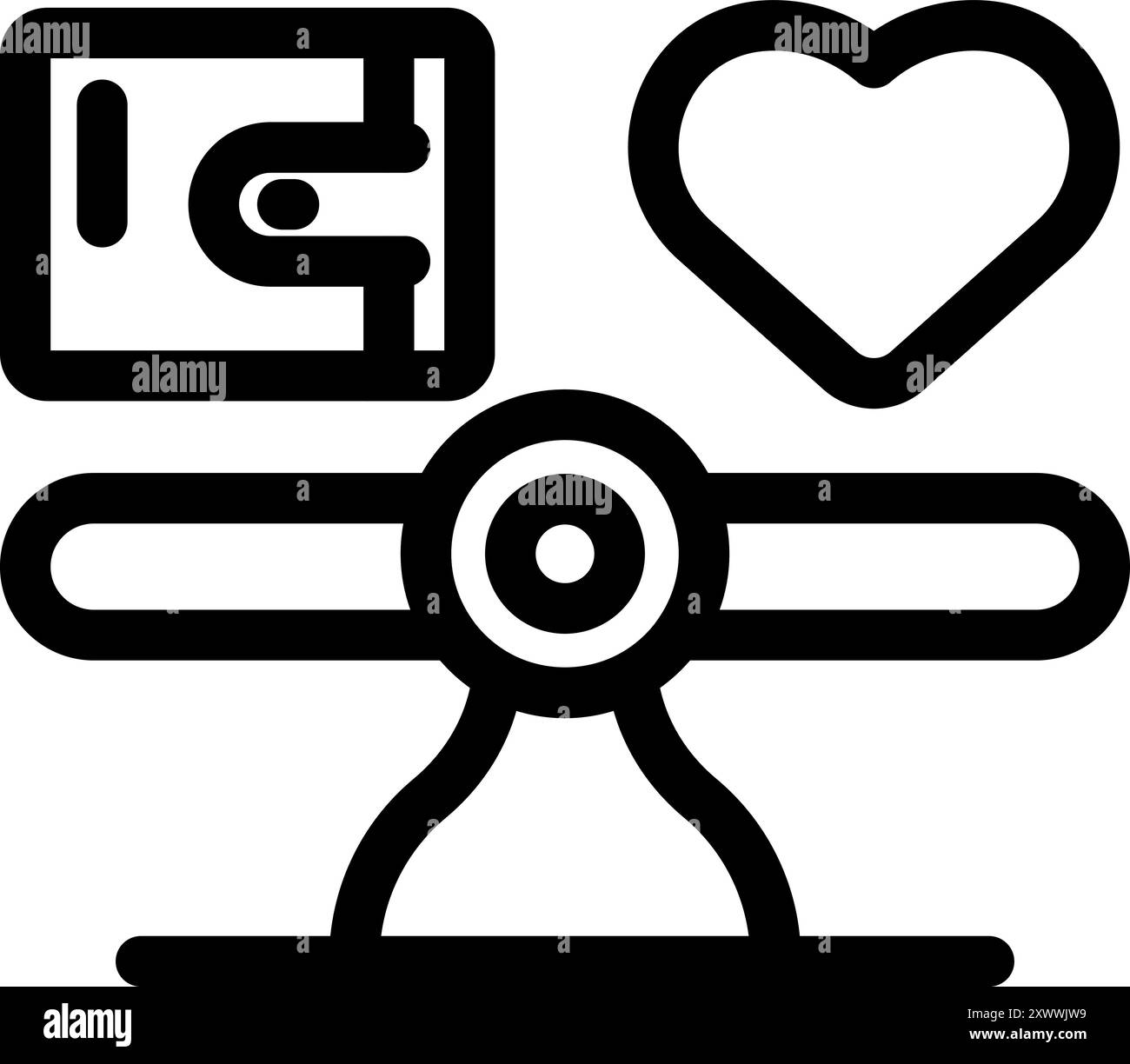 This vector illustration of a balance scale weighing a heart and a ...