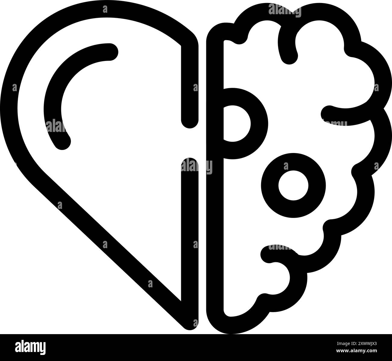 Simple icon representing the connection between feelings and thoughts ...