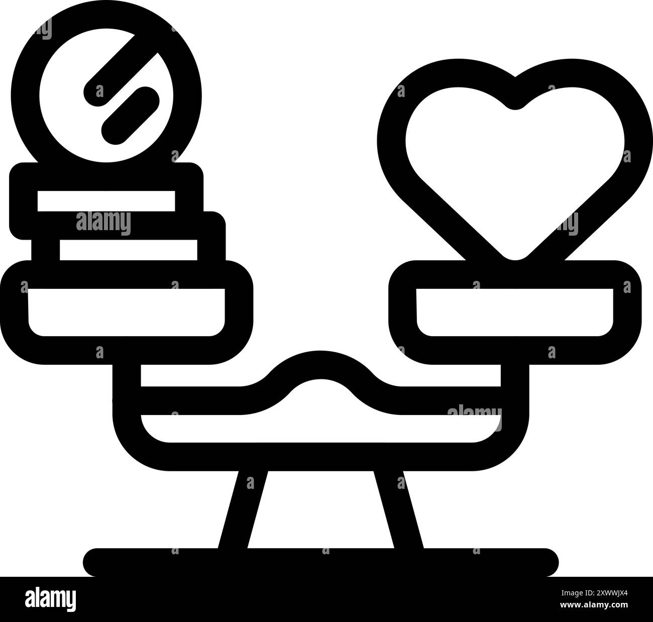 Simple vector showing a balance scale weighing up the value of money ...