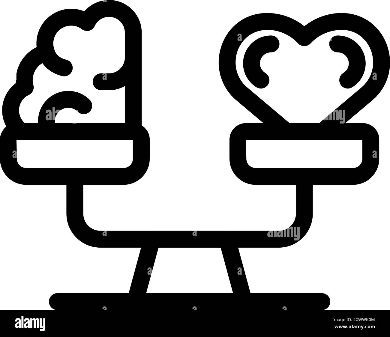 Balance scale comparing the human heart with the brain, symbolizing the ...