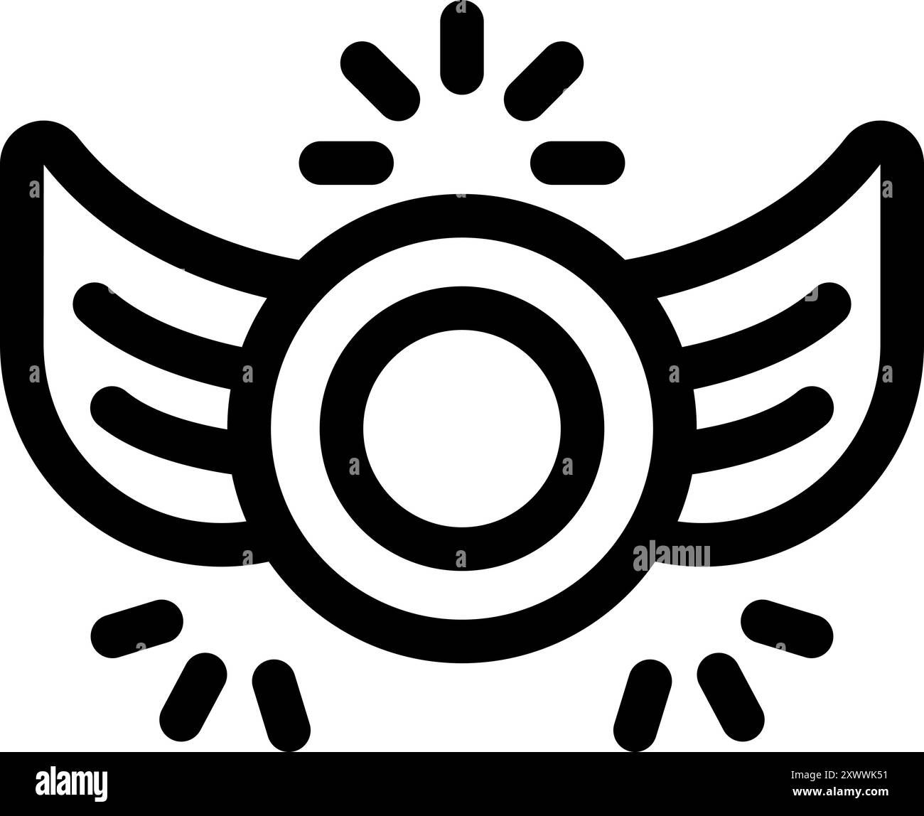 Minimalist vector illustration of a golden medal with wings ...