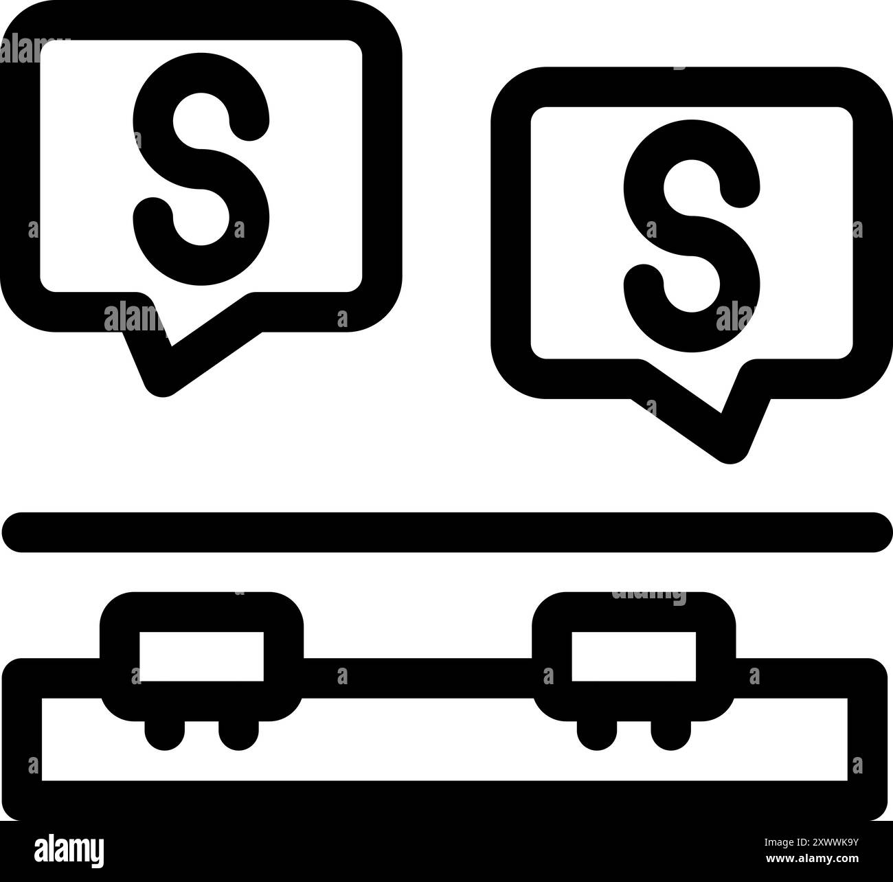 Two trains are waiting in a subway station, sending messages to each ...