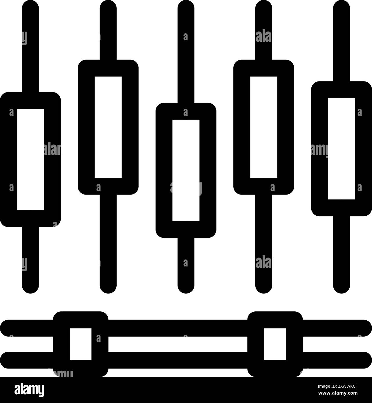 Simple icon representing an audio mixing console, with faders adjusting ...